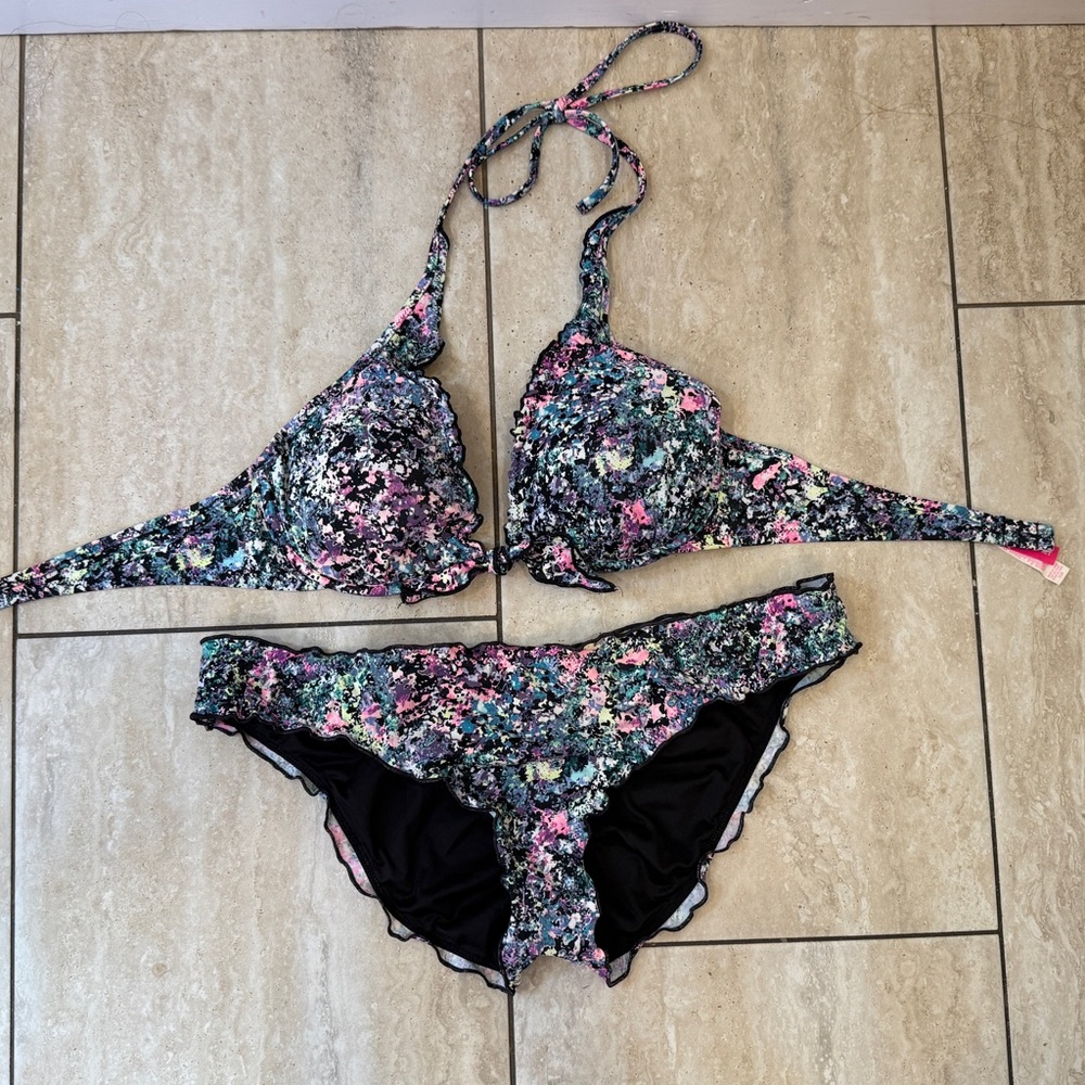 Victoria’s Secret Paint Splatter Bikini Set 36b / Med… - Gem